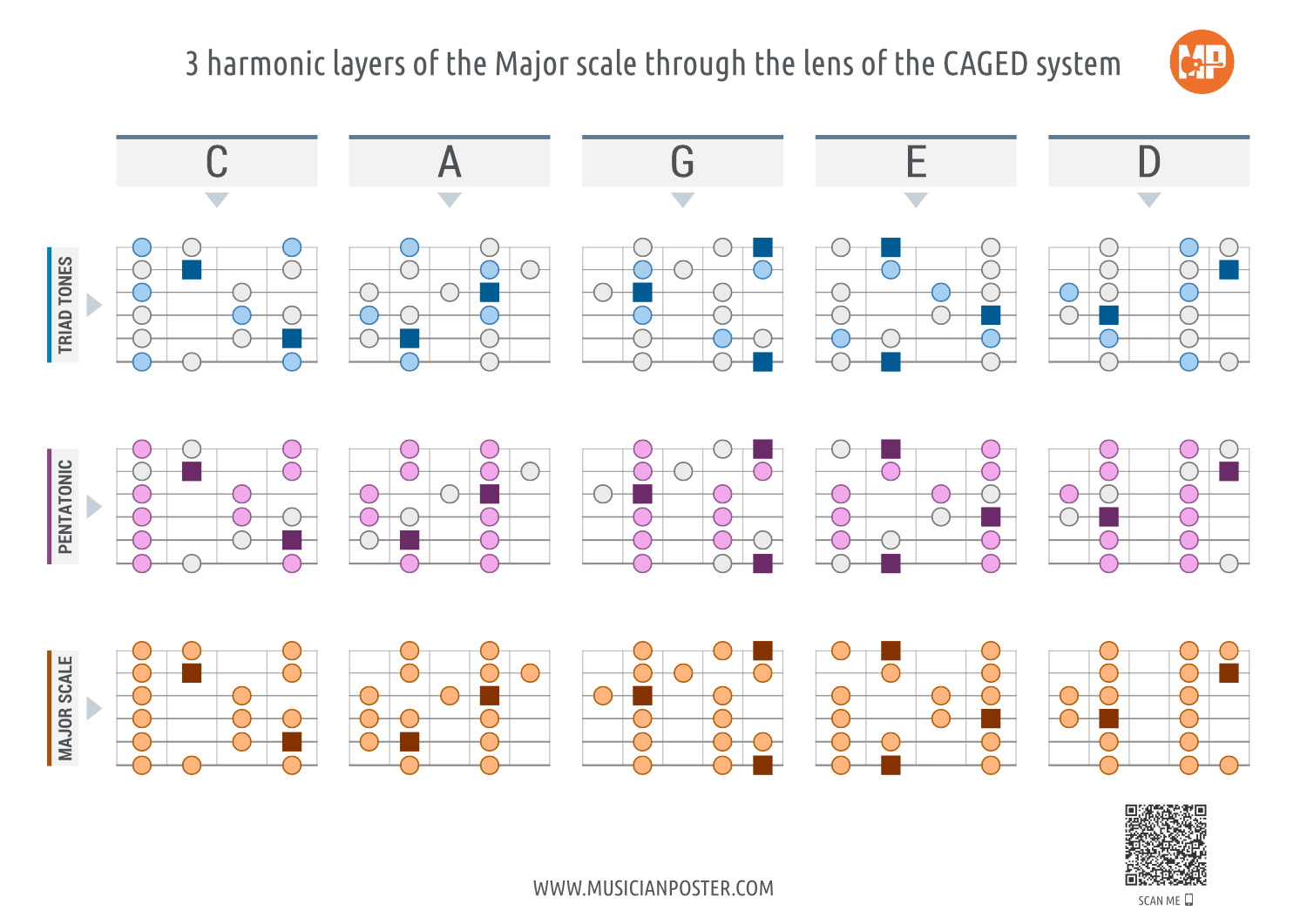 CAGED System Charts for Guitar (Complete Set)